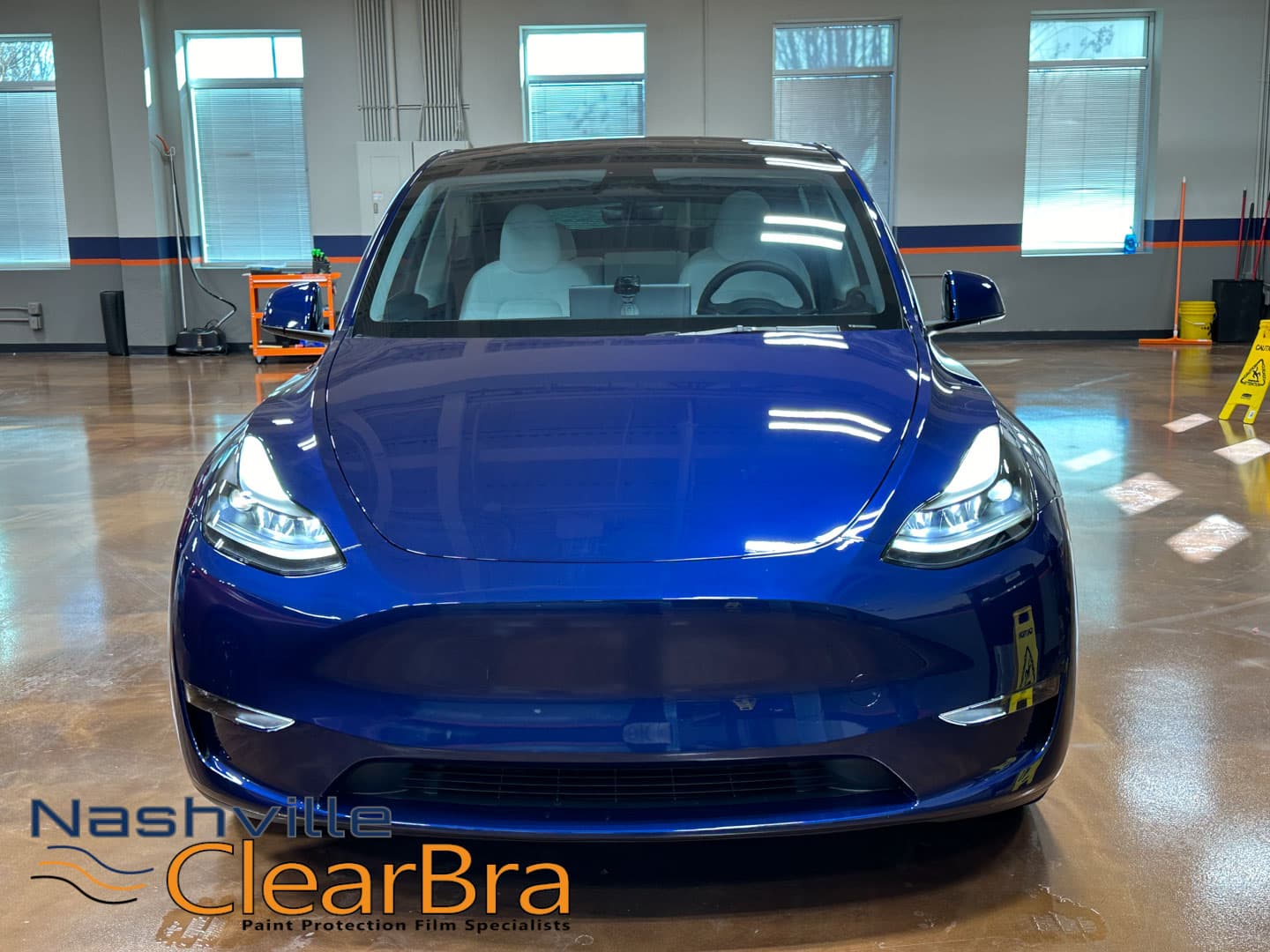 Blue Tesla Model Y XPEL ULTIMATE PPF Clear Bra - Nashville ClearBra